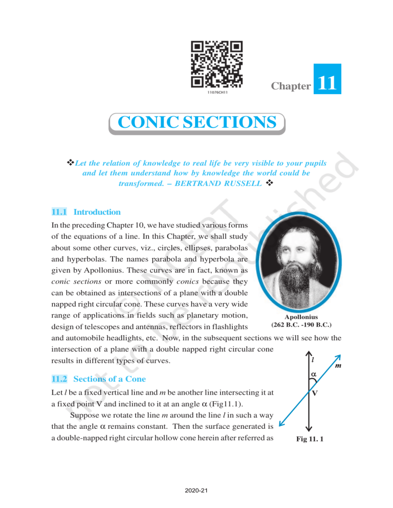 Chapter 11: Conic Sections - Circles, Ellipses, Parabolas, Hyperbolas