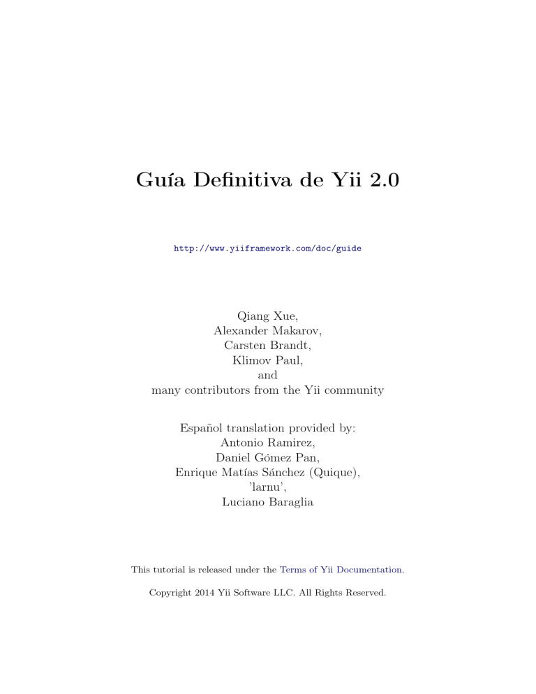 Guía Definitiva de Yii 2.0: Manual Completo del Framework PHP