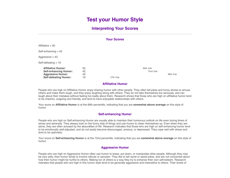 Test Your Humor Style: Affiliative, Self-Enhancing, Aggressive, Self ...