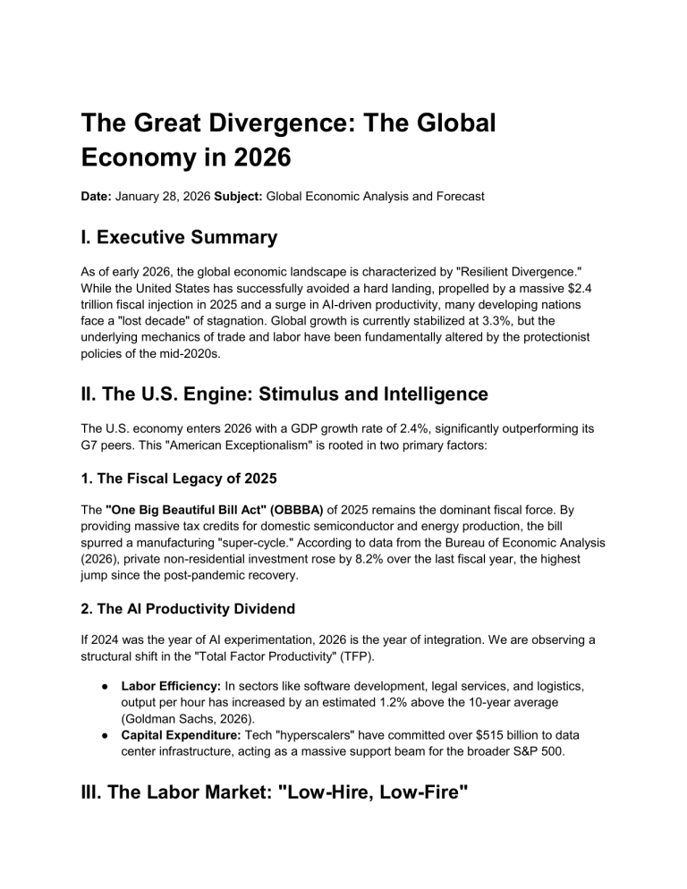 The Great Divergence: Global Economy 2026 Analysis