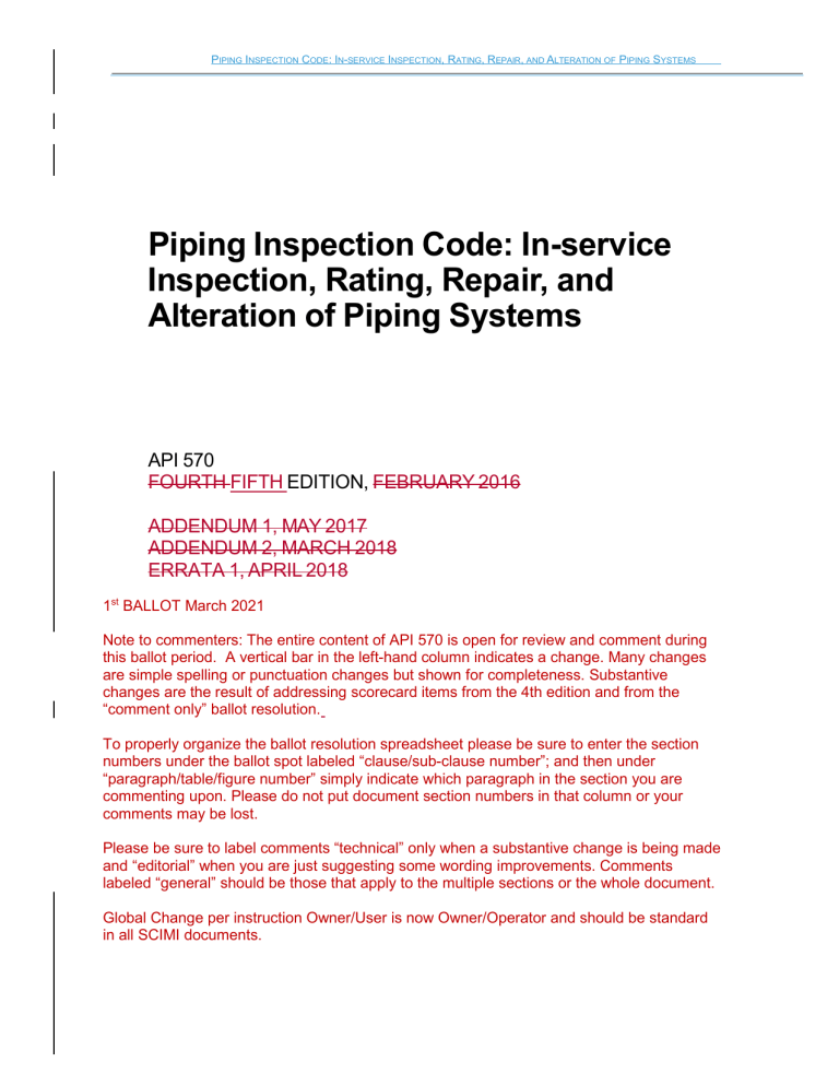 API 570 Piping Inspection Code: In-Service Inspection, Rating, Repair