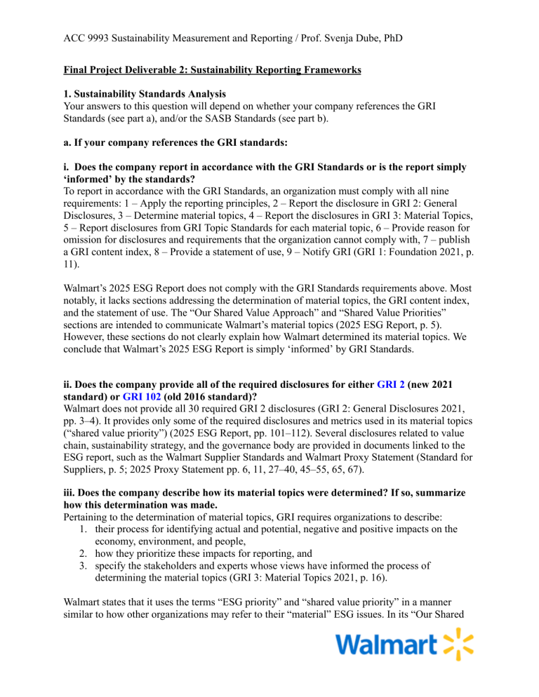 Sustainability Reporting Frameworks Analysis: GRI & SASB