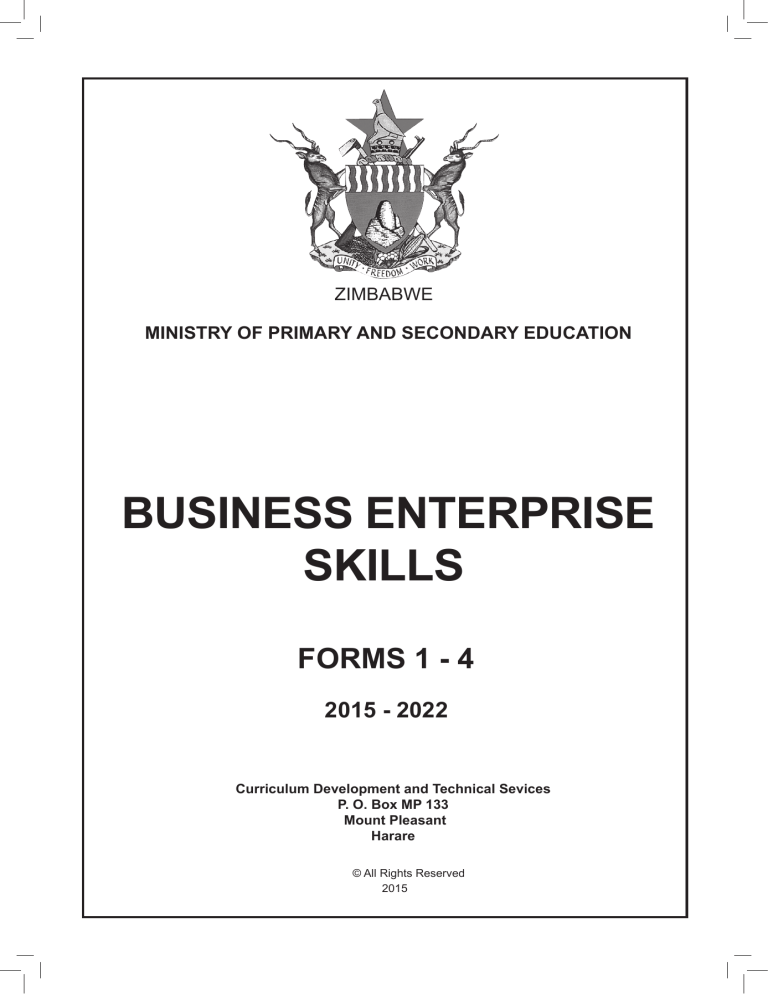 Zimbabwe Business Enterprise Skills Syllabus Forms 1-4 2015-2022