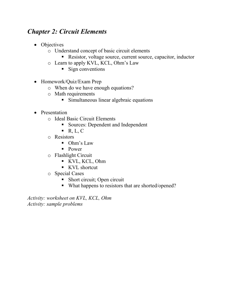 Chapter 2: Circuit Elements - Electrical Engineering Basics