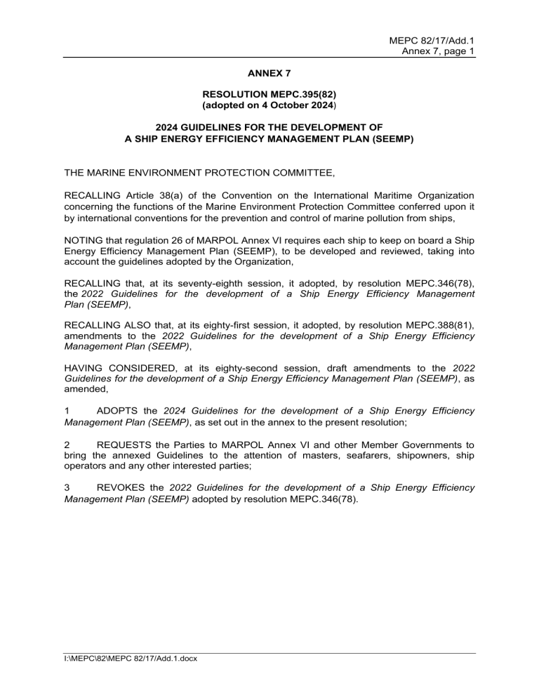 2024 SEEMP Guidelines IMO Energy Efficiency