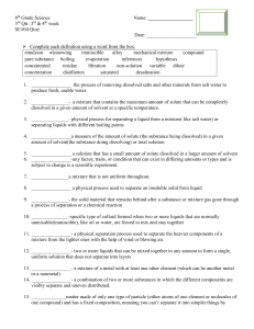 Mix and Flow of Matter Vocabulary Worksheet | Science Terms