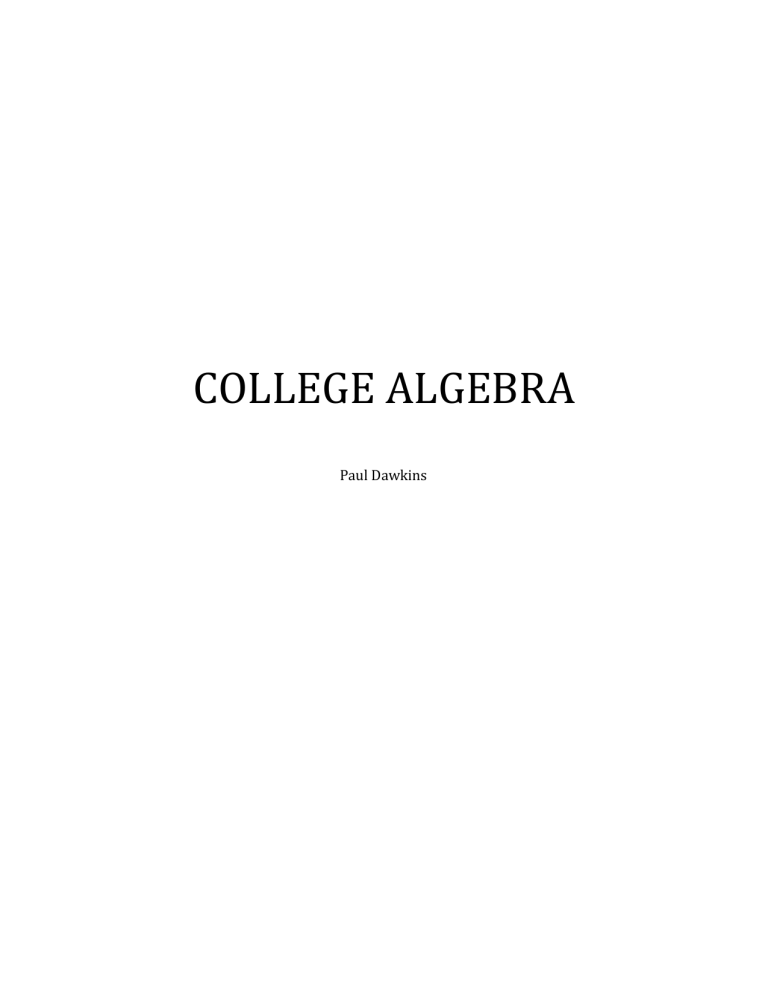 College Algebra Textbook by Paul Dawkins