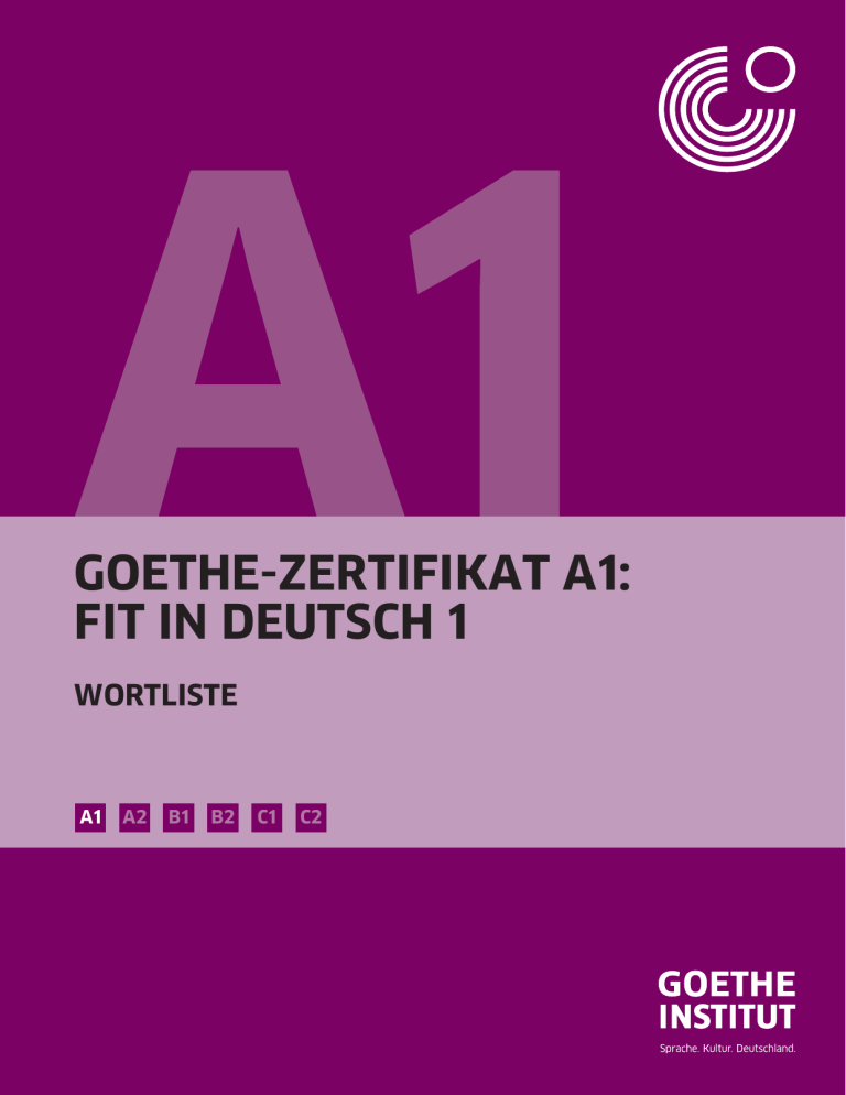 Goethe-Zertifikat A1: Fit in Deutsch 1 Wortliste