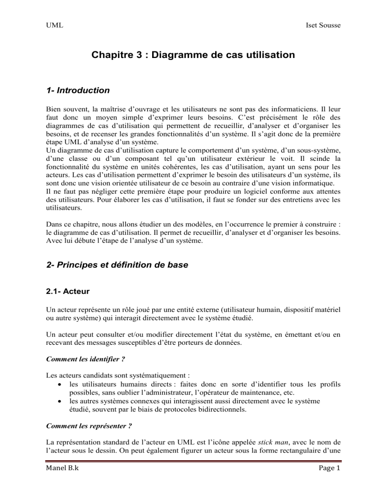 Chapitre 3 : Diagramme de cas d'utilisation en UML