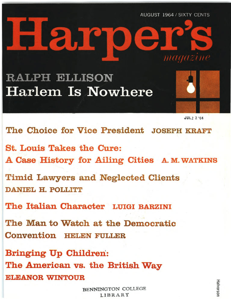 Harlem Is Nowhere: Ellison's 1964 Essay on Race & Urban Life