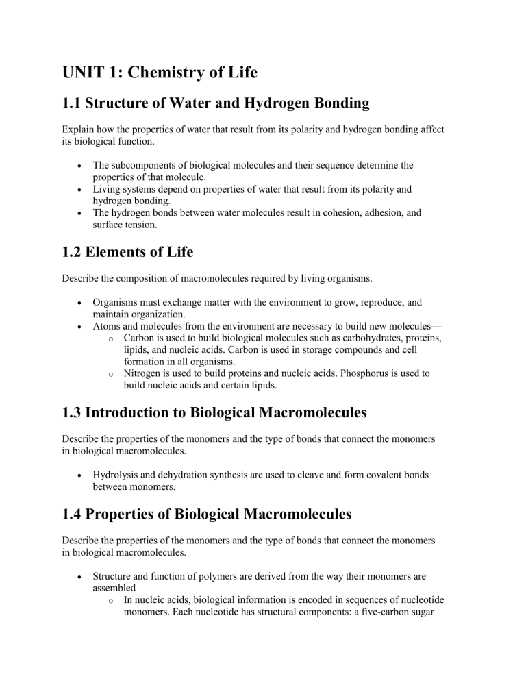 Biology Textbook: Chemistry of Life, Cell Structure, Genetics