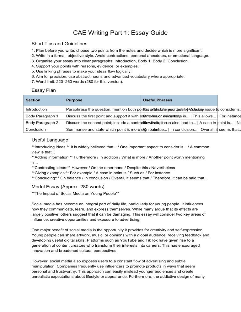 CAE Writing Part 1 Essay Guide