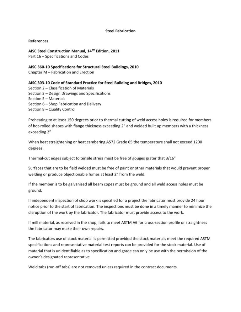 Steel Fabrication Guidelines & Codes