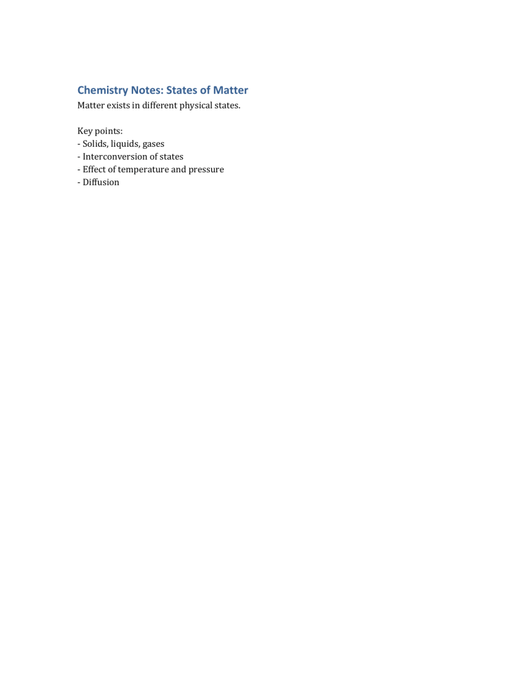 States of Matter Chemistry Notes