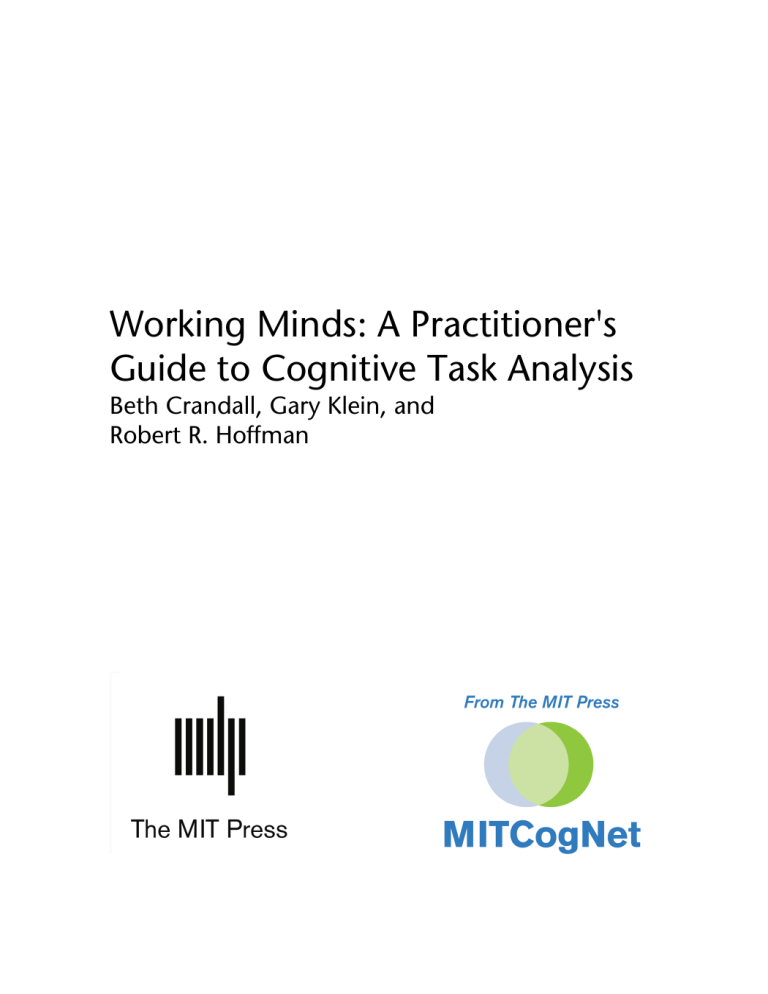 Working Minds: A Practitioner's Guide to Cognitive Task Analysis