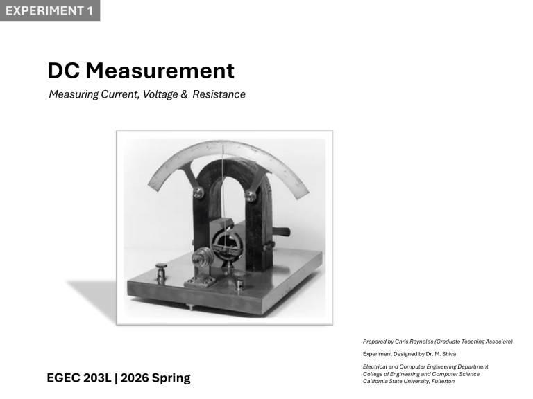 DC Measurement Lab Manual: Measuring Current, Voltage & Resistance