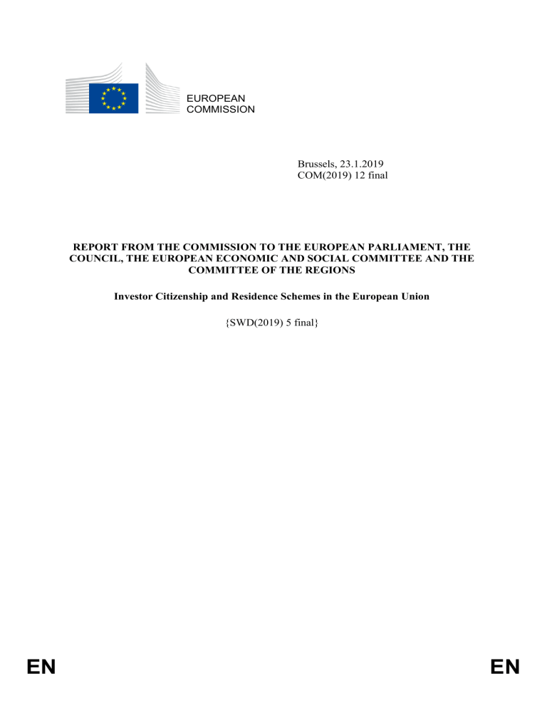 European Commission Report on Investor Citizenship Schemes