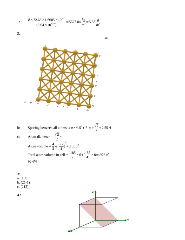 Crystal Structure Calculations: Unit Cell Volume & Atomic Spacing