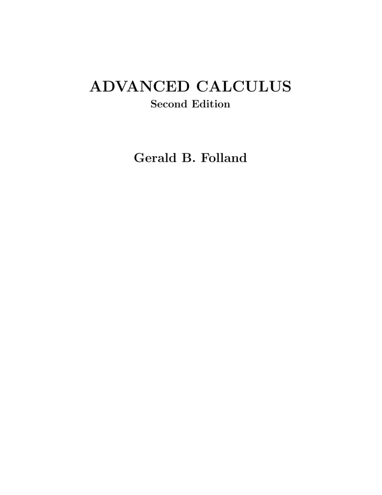 Advanced Calculus by Gerald B. Folland, Second Edition