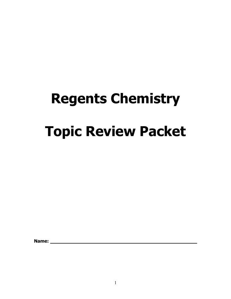 Regents Chemistry Review Packet