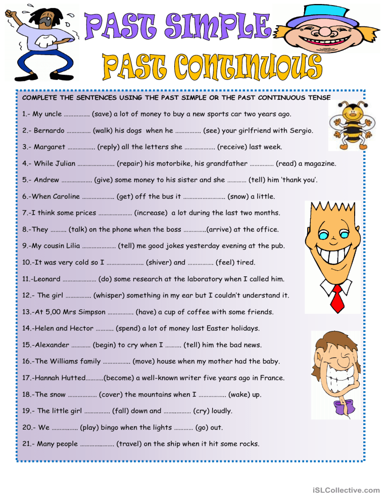 Past Simple vs Past Continuous Worksheet