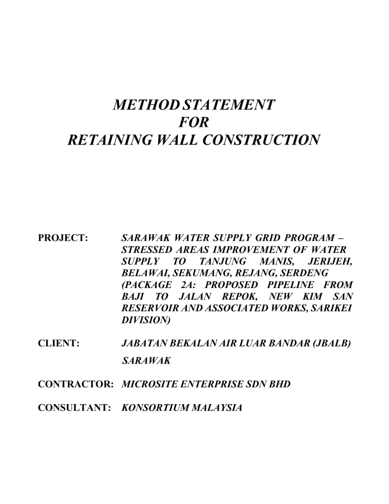 Method Statement for Retaining Wall Construction