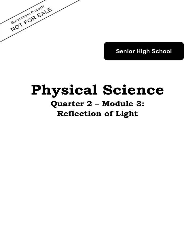 Senior High School Physical Science Module 3: Reflection of Light