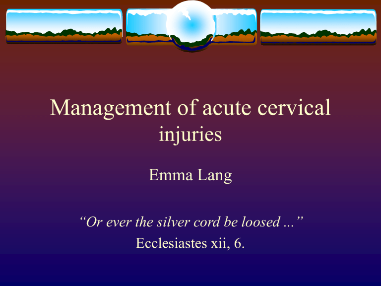 Management of Acute Cervical Injuries