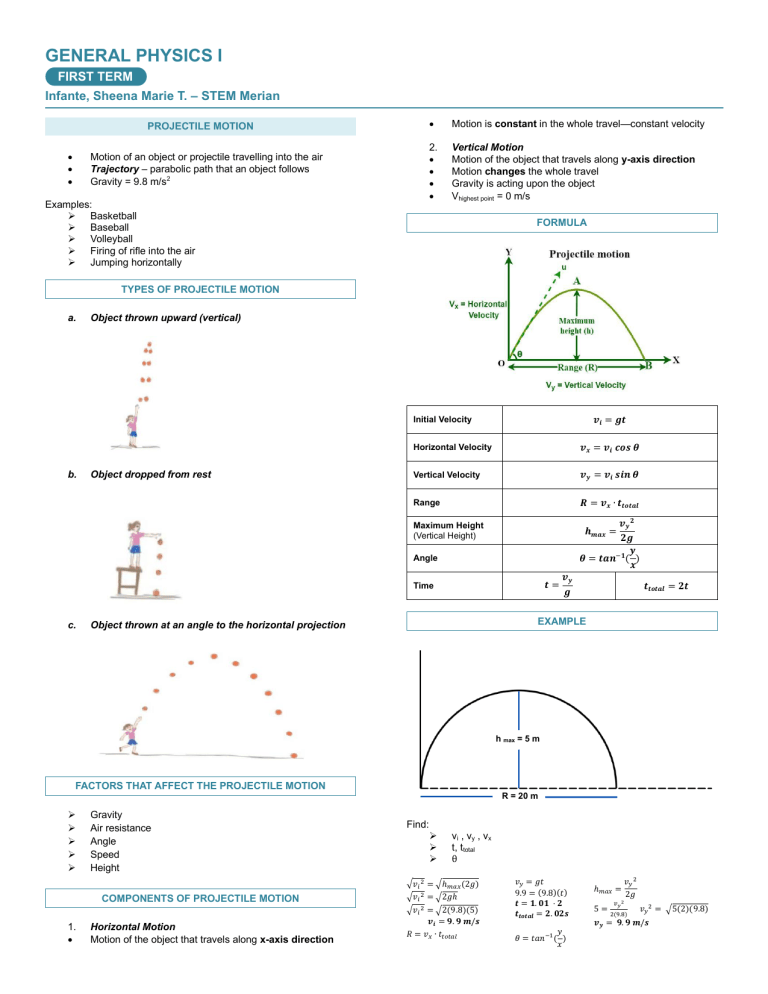 General Physics I: Projectile & Circular Motion