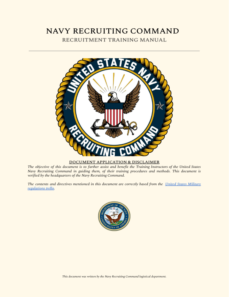 Navy Recruiting Command Training Manual