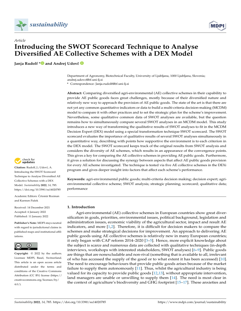 SWOT Scorecard Technique for AE Collective Schemes Analysis