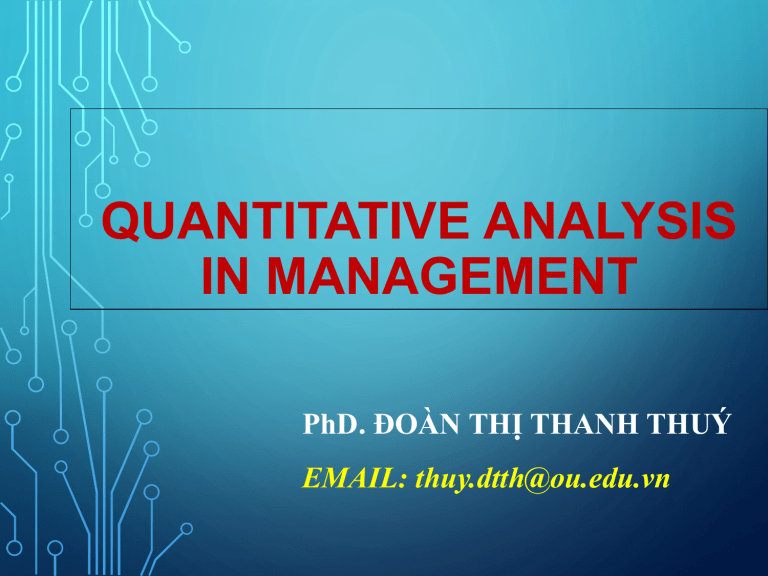 Quantitative Analysis in Management Course Syllabus