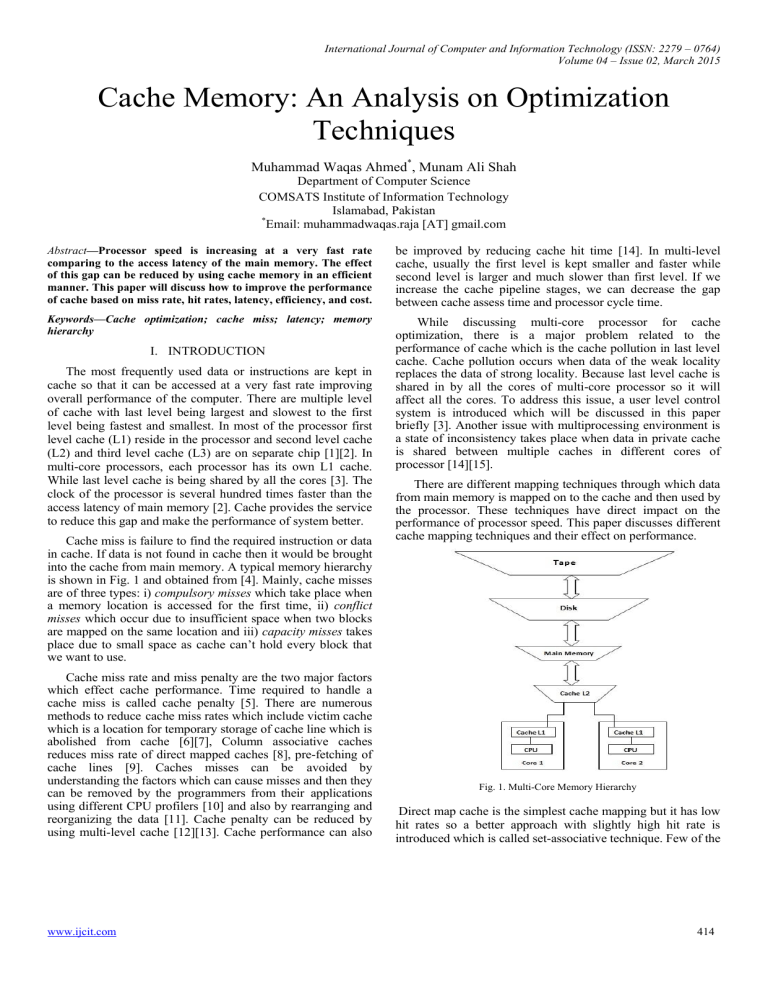 Cache Memory Optimization Techniques Analysis
