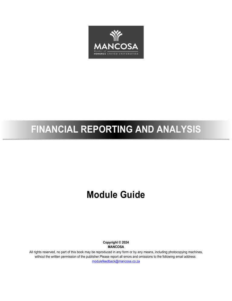 Financial Reporting and Analysis Module Guide