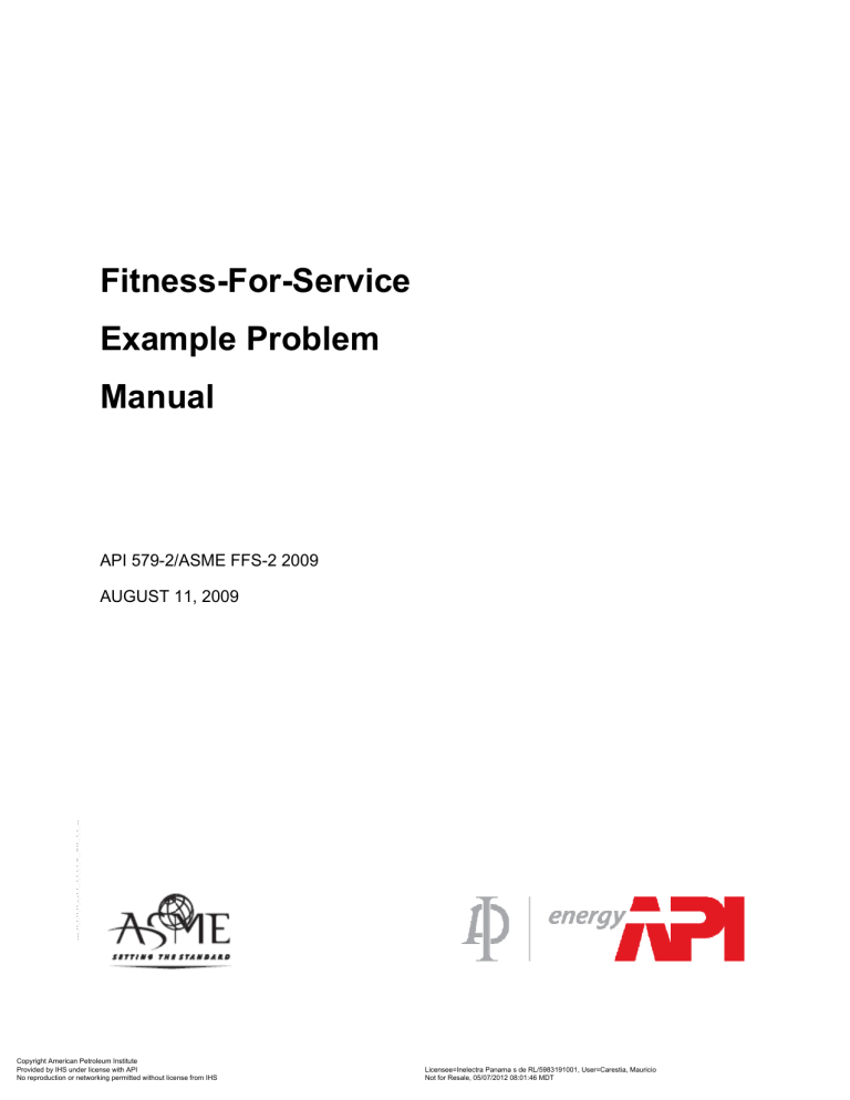 API 579-2/ASME FFS-2 2009 Fitness-For-Service Example Manual