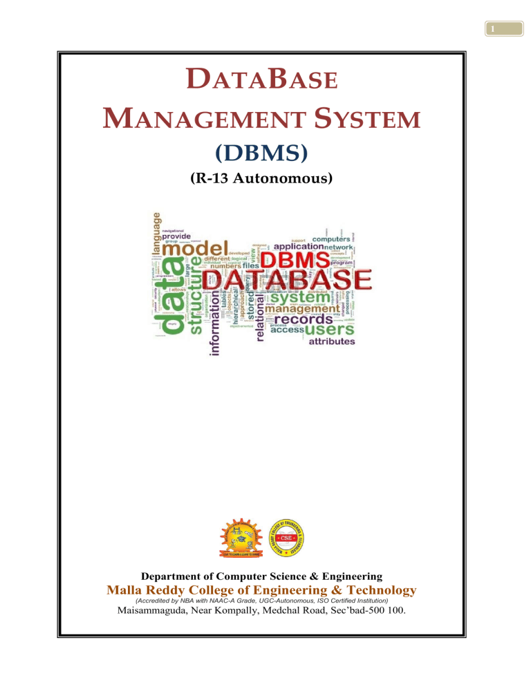 Database Management System (DBMS) Textbook Syllabus