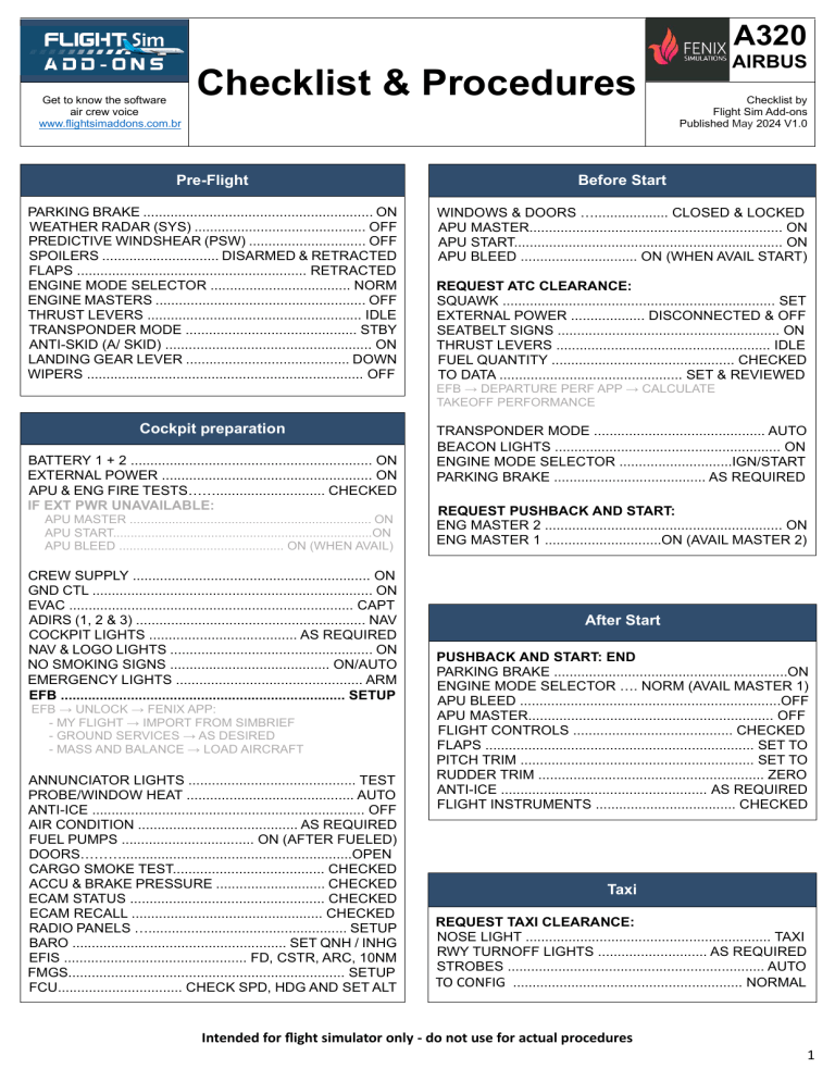 A320 Checklist & Procedures