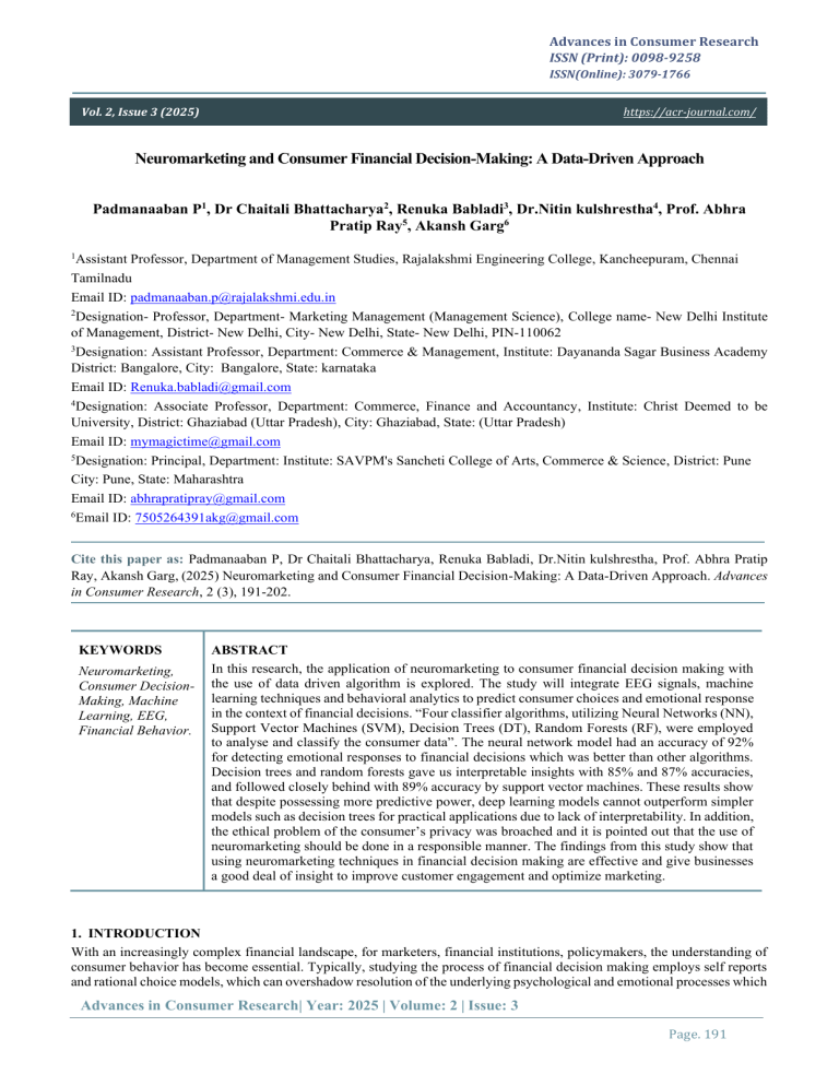 Neuromarketing and Consumer Financial Decision-Making: A Data-Driven ...