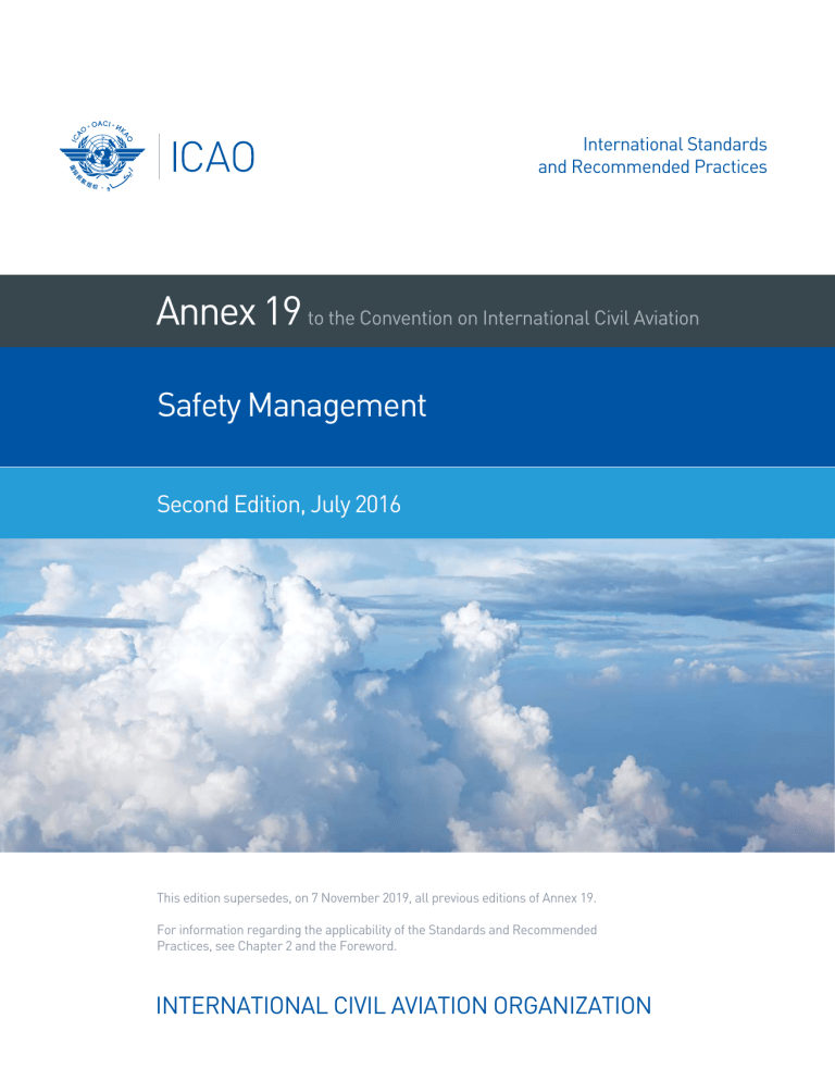 ICAO Annex 19: Safety Management (2nd Ed.)