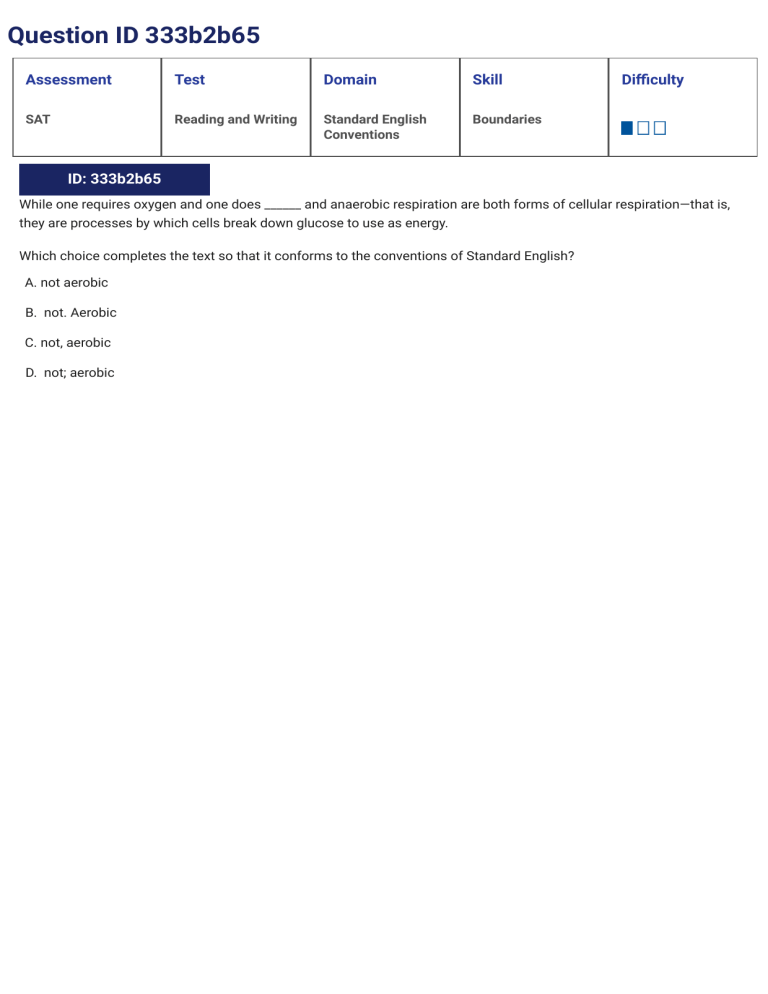 SAT Reading and Writing Standard English Conventions Question