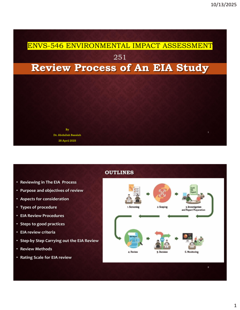 Review Process of an EIA Study - ENVS-546