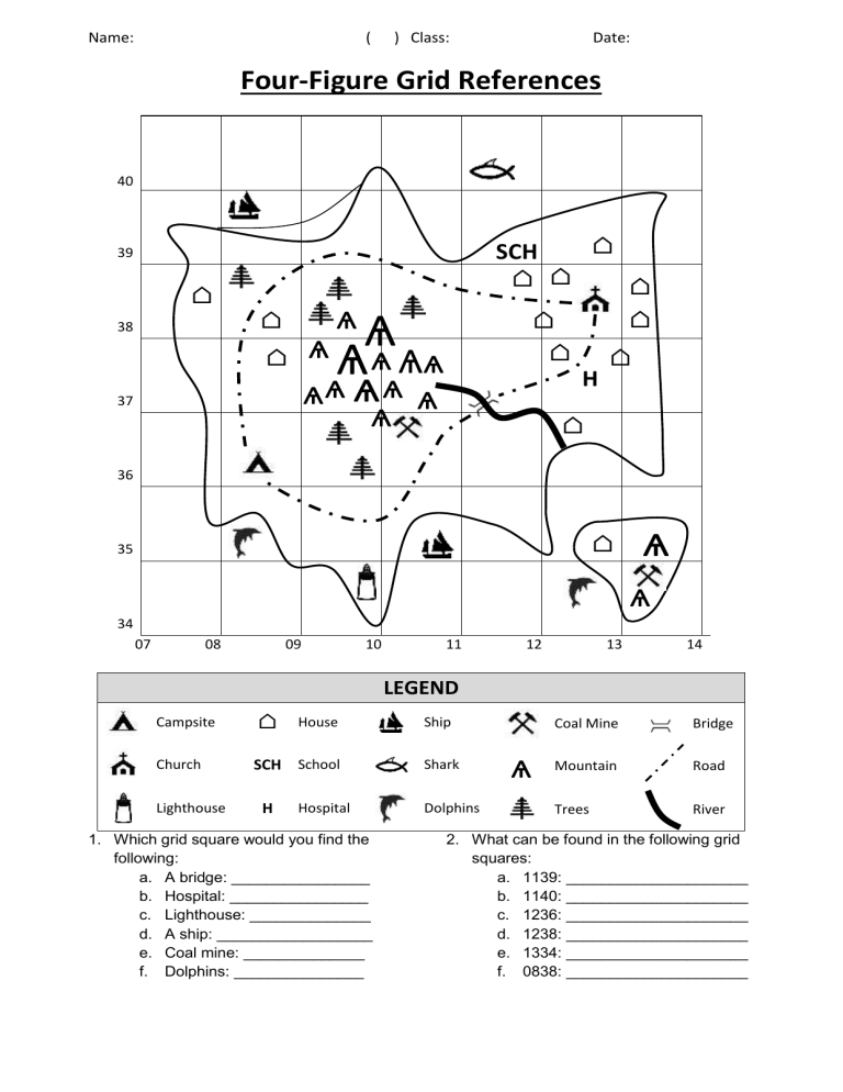 Four-Figure Grid References Worksheet