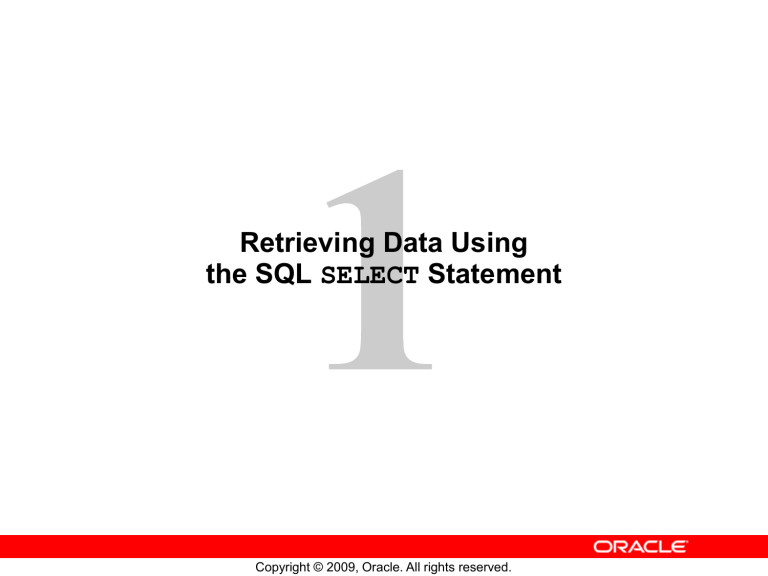 Retrieving Data Using SQL SELECT Statement