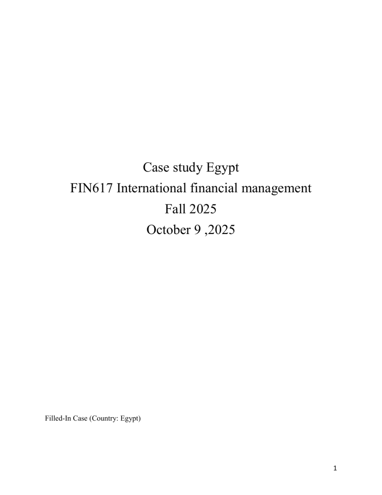 Egypt Case Study: International Financial Management Joint Venture Analysis