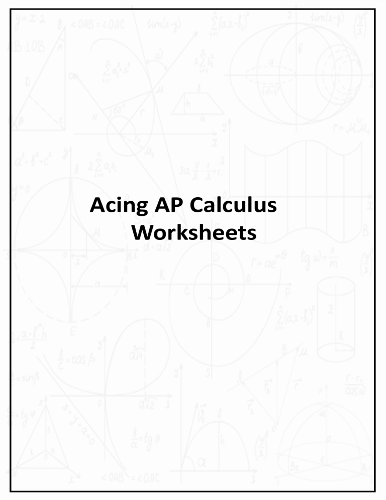 Acing AP Calculus Worksheets