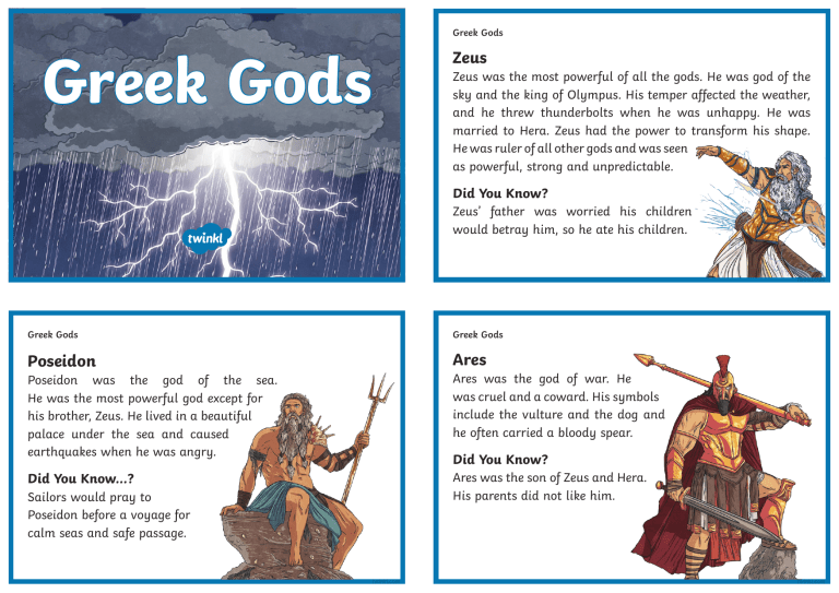 Greek Gods: Facts About Zeus, Poseidon, Ares & More