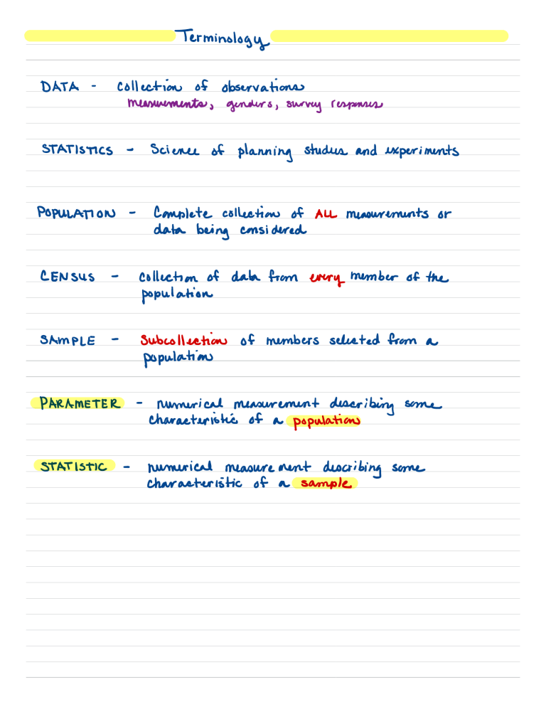 Statistics Terminology: Data, Population, Sample, Types of Data