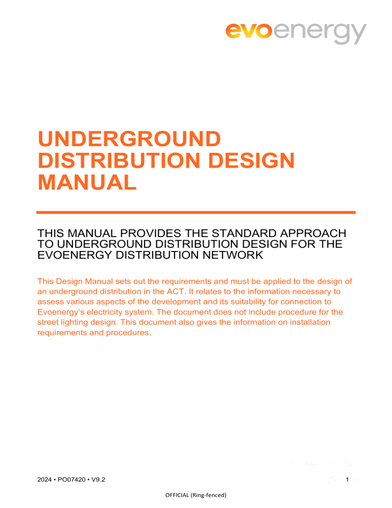 Underground Distribution Design Manual for Evoenergy Network