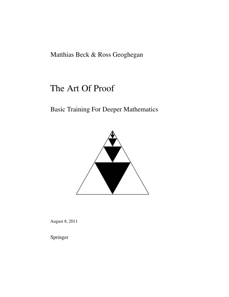 The Art of Proof: Basic Training for Deeper Mathematics
