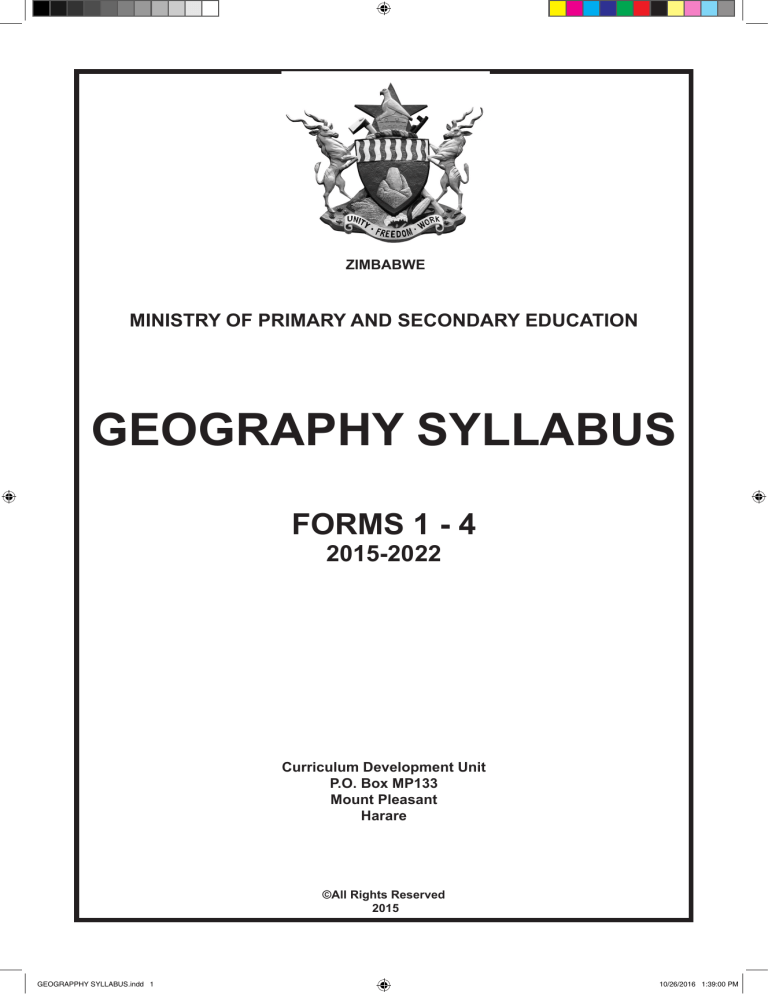 Zimbabwe Geography Syllabus Forms 1-4 2015-2022